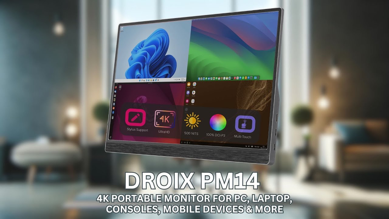 Video Thumbnail: DroiX PM14 portable monitor review - 14 inch 4K, 60Hz ...