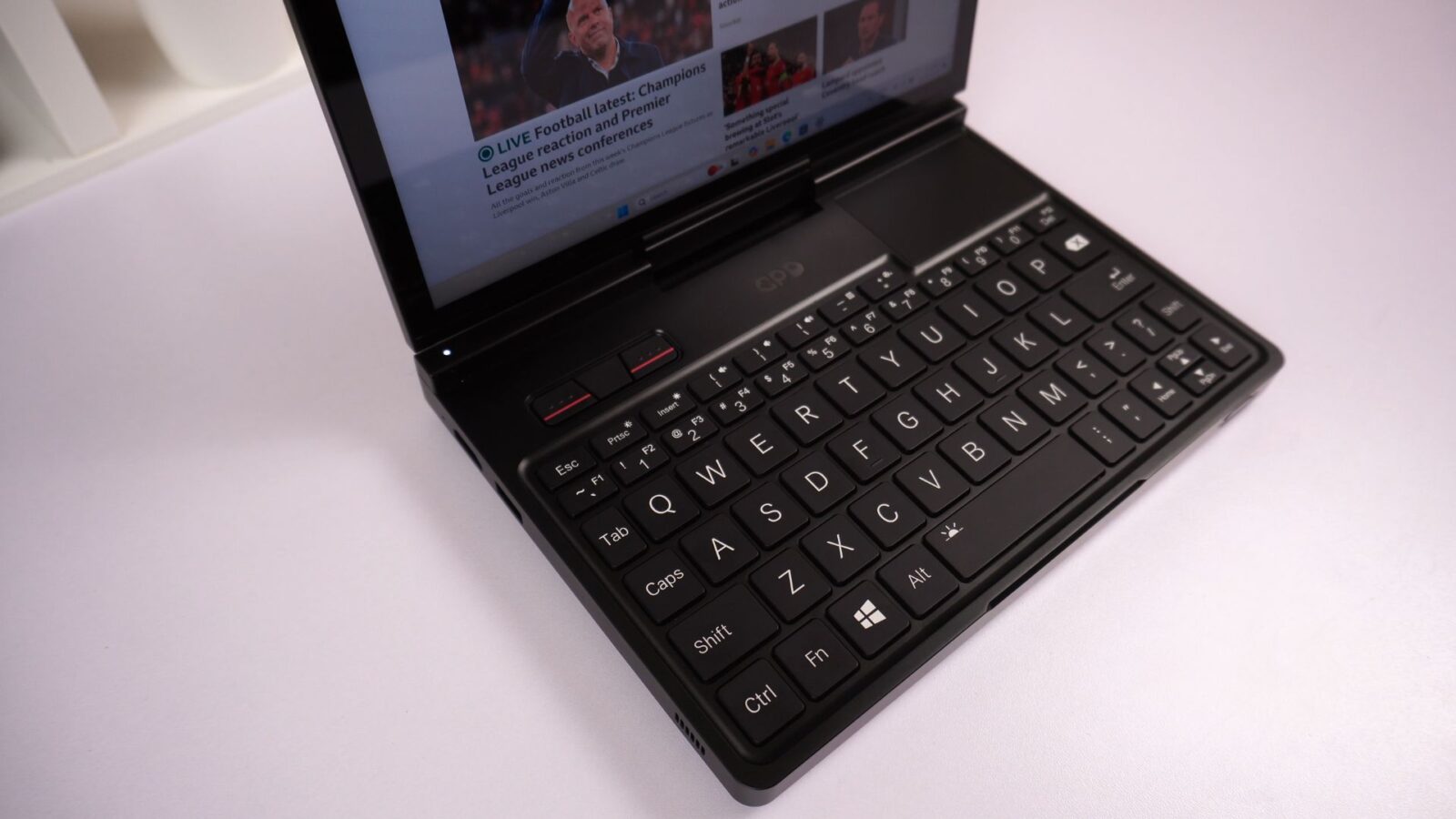 The top half of the GPD Pocket 4 can be rotated single handedly 180 ...
