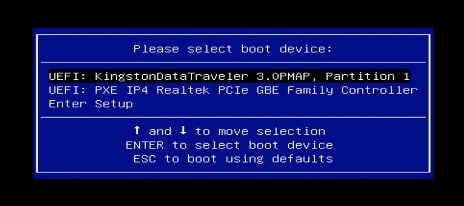 Select Boot Device