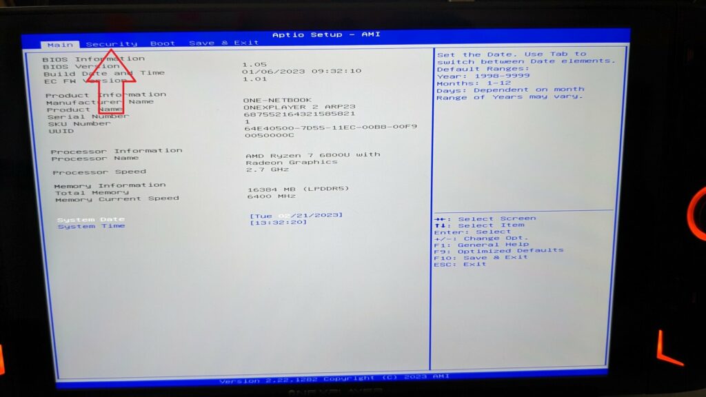 Choose Security from the menu options