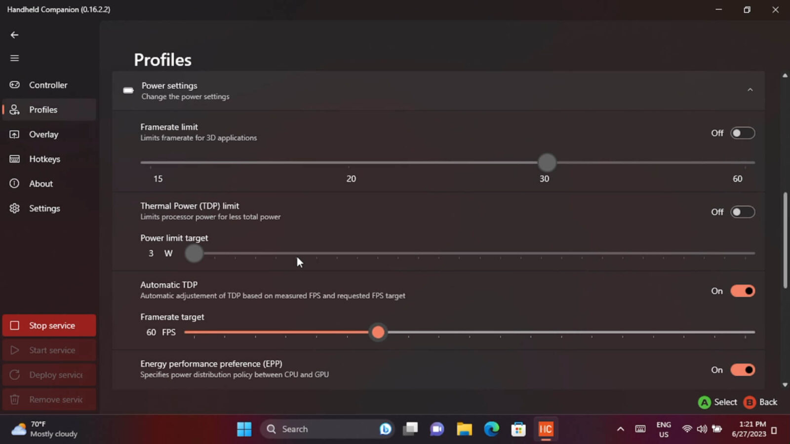 Profili del compagno portatile