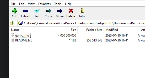 Haga clic con el botón derecho en «RG35XX-Garlic-MicroSDCardImage.7z.001» y ábralo con 7ZIP.