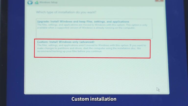Click on Custom Install. Then select your System Disk, this will be the ...
