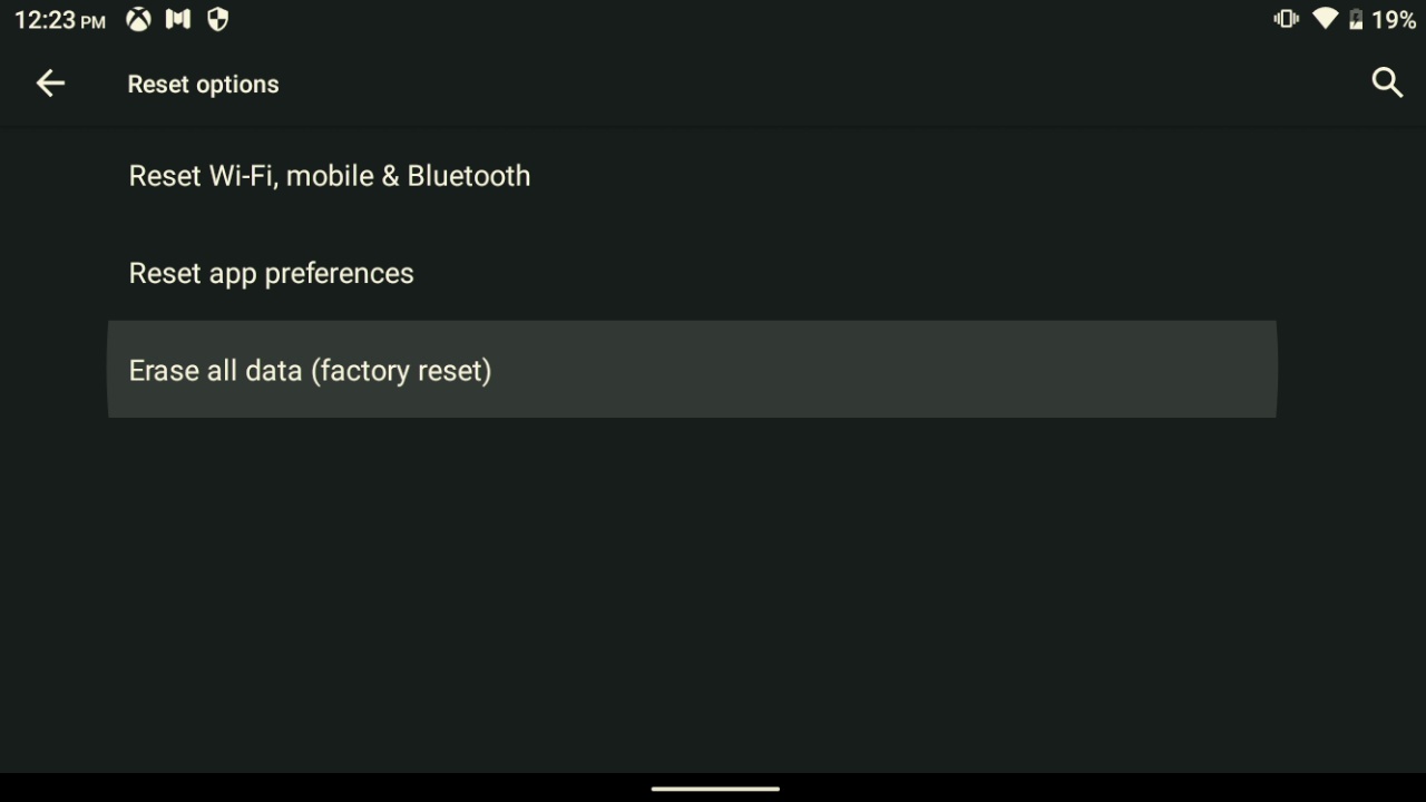 Erase all data (factory reset)