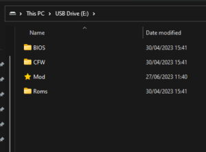 Inside you’ll find a few different folders, we’re interested in ‘Roms’ and ‘BIOS’.