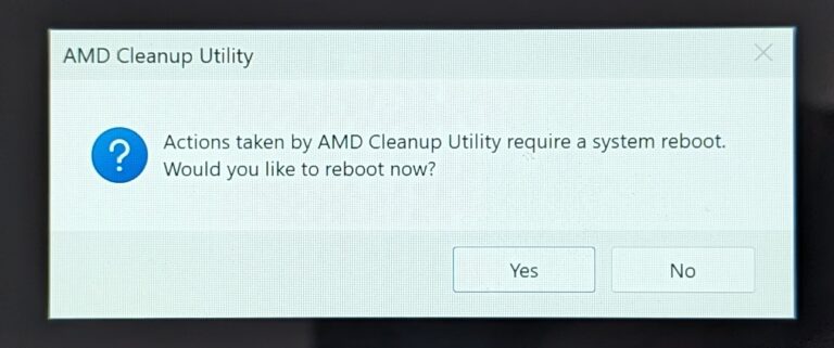You will now be prompted to reboot back to normal Windows. Choose YES ...