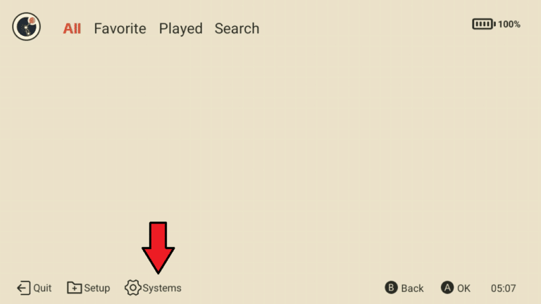 Choose Systems from the menu