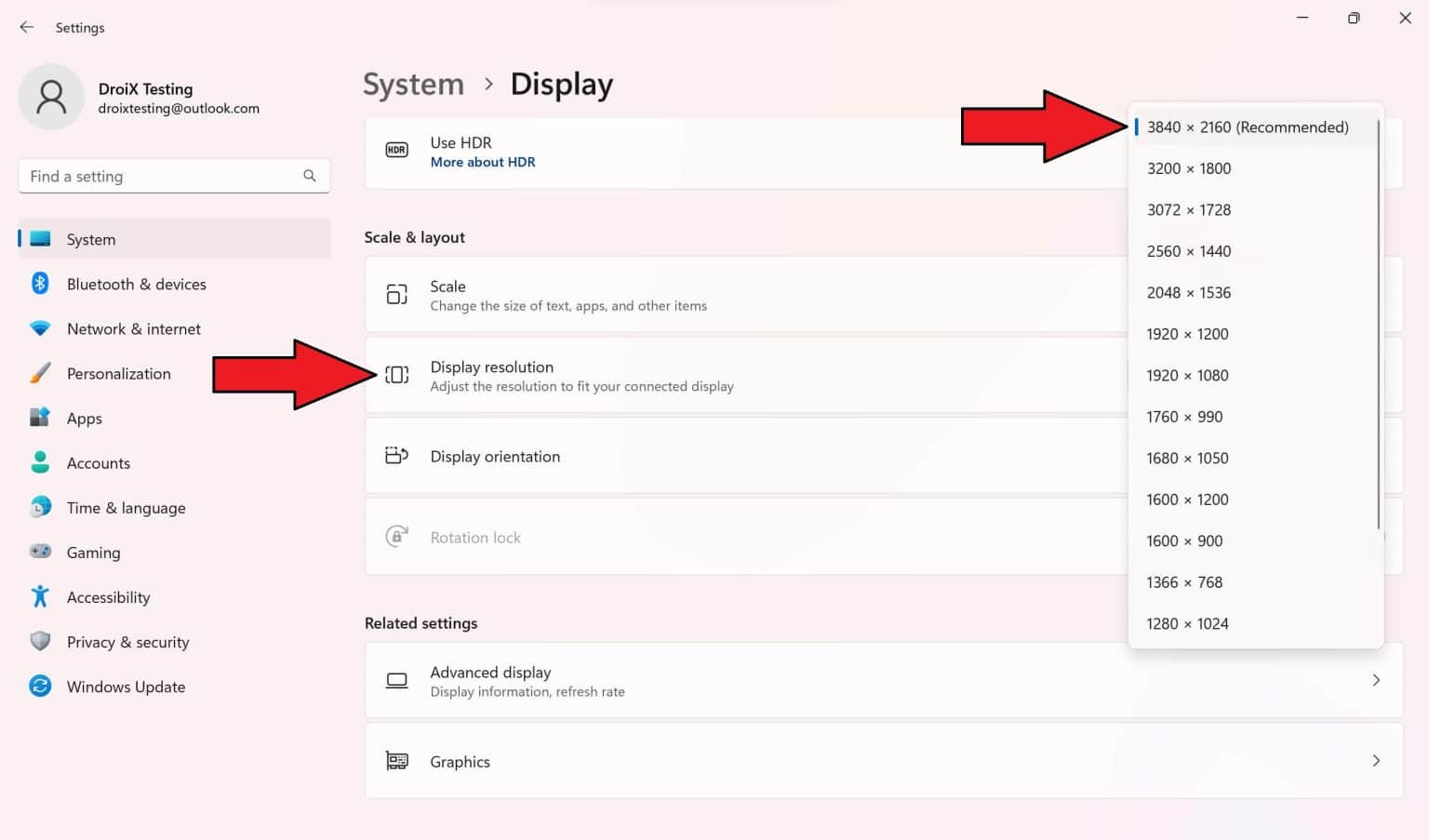 Windows Display Settings