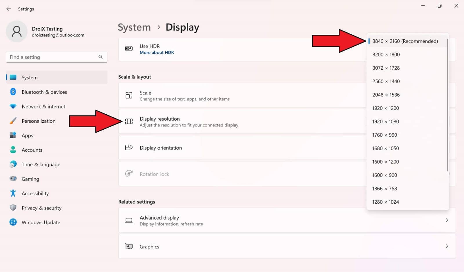 Windows Display Settings