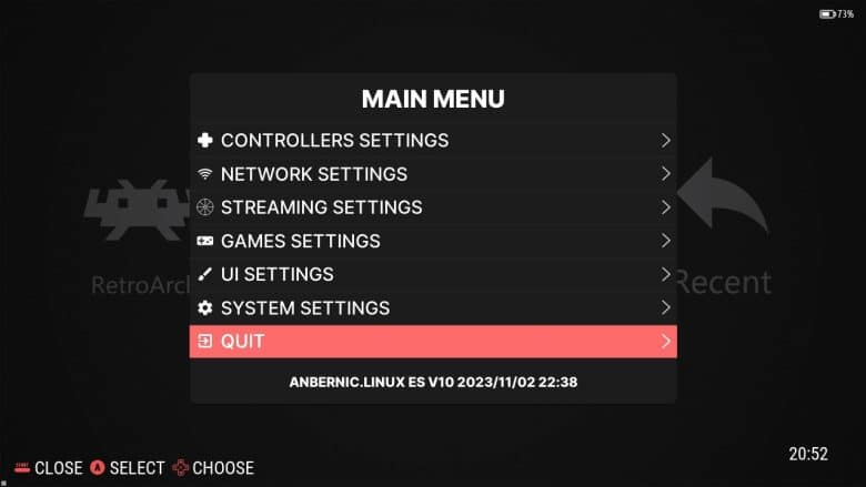 1. Main Menu 1 2. Main Menu 2 3. Quit System 4. Network Settings