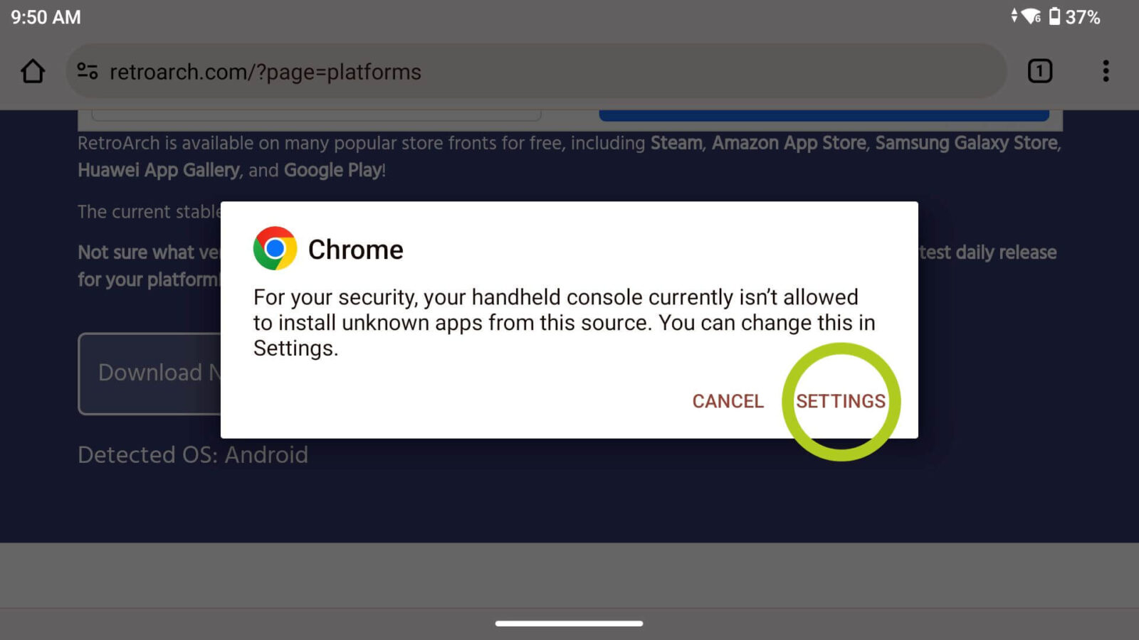 7. Go to settings 8. Allow from source