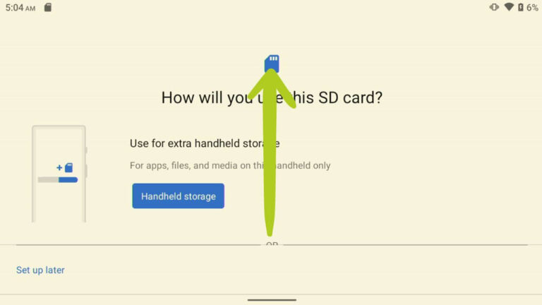 1. Swipe down 2. Set up 3. Swipe down 4. Select ‘Portable Storage’ 5 ...
