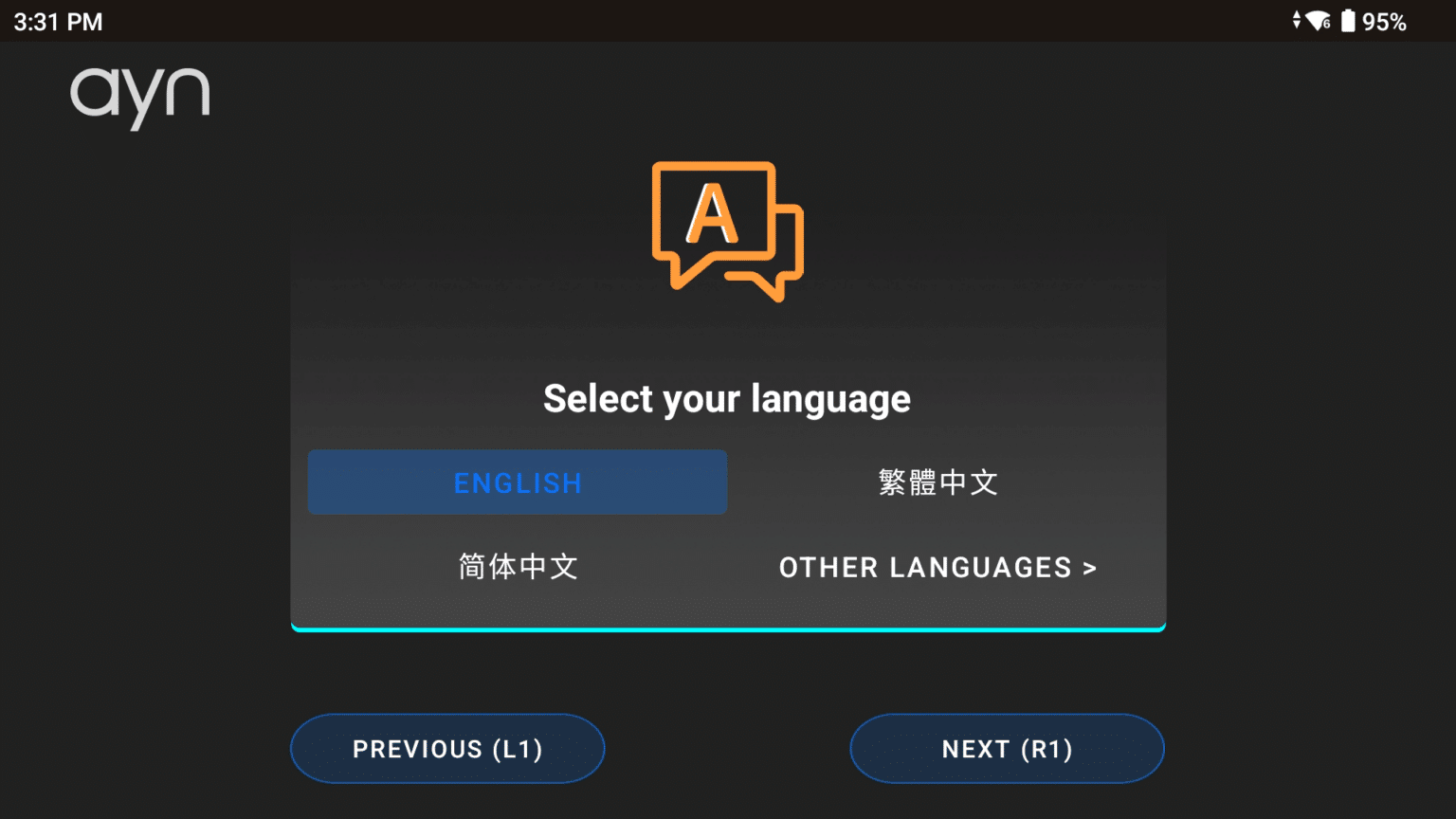 1. Welcome Screen 2. Select Language