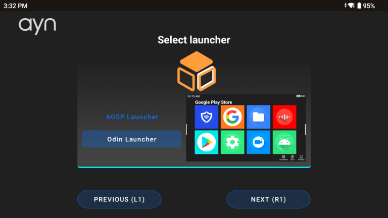 5. AOSP Launcher 6. Odin Launcher