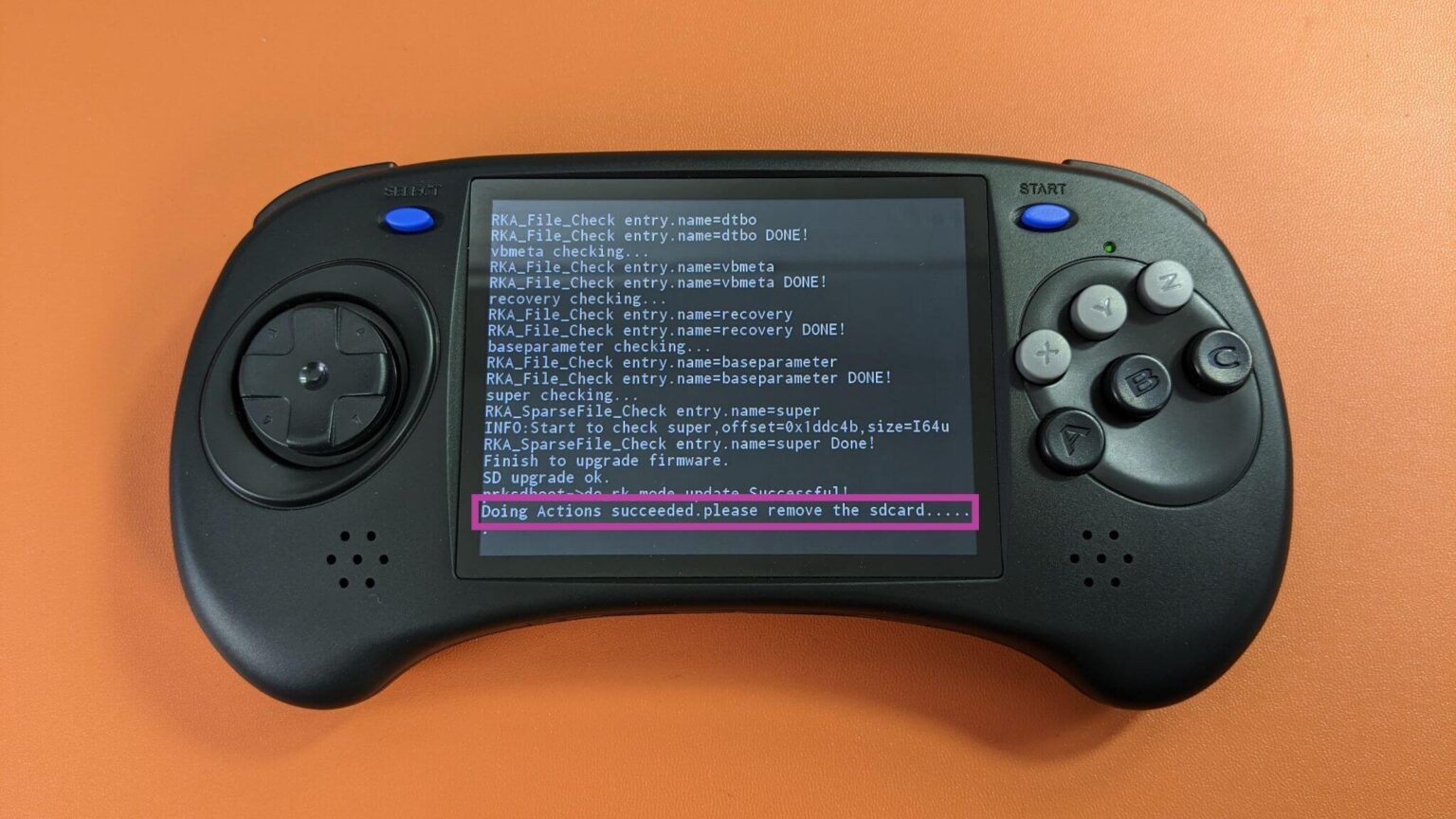 1. Insert MicroSD Card 2. Firmware upgrade screen