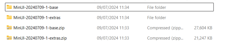 Once extracted, you will have a list of folders and files similar to below: