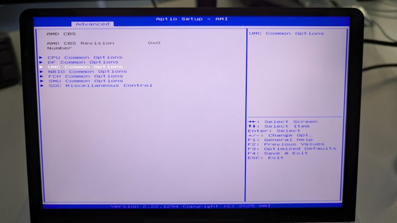 Press the Down arrow key to highlight UMC Common Options and press ...