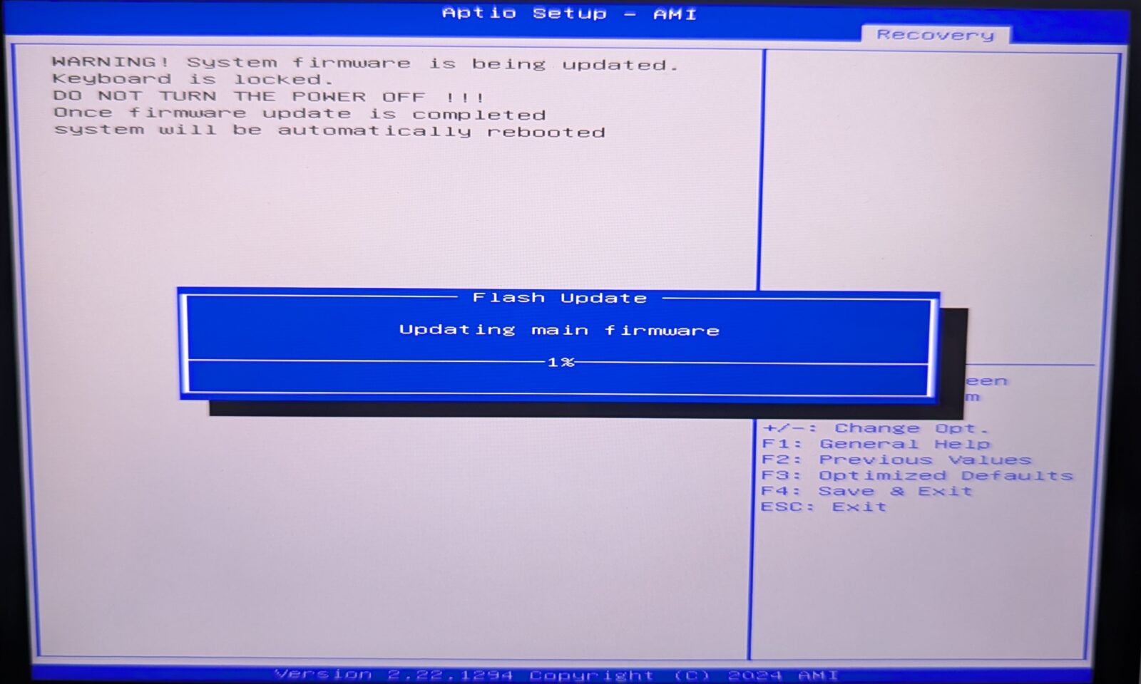 Your GPD WIN Mini 2025 will now reboot and proceed with the BIOS update ...