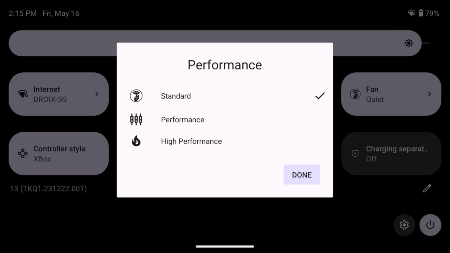You can now choose between Standard, Performance and High Performance ...