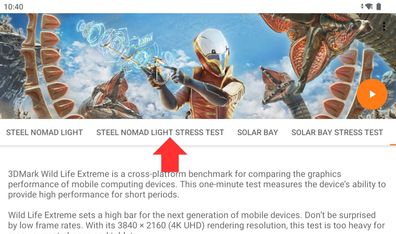 Locate the Steel Nomad Light Stress Test and click on it.