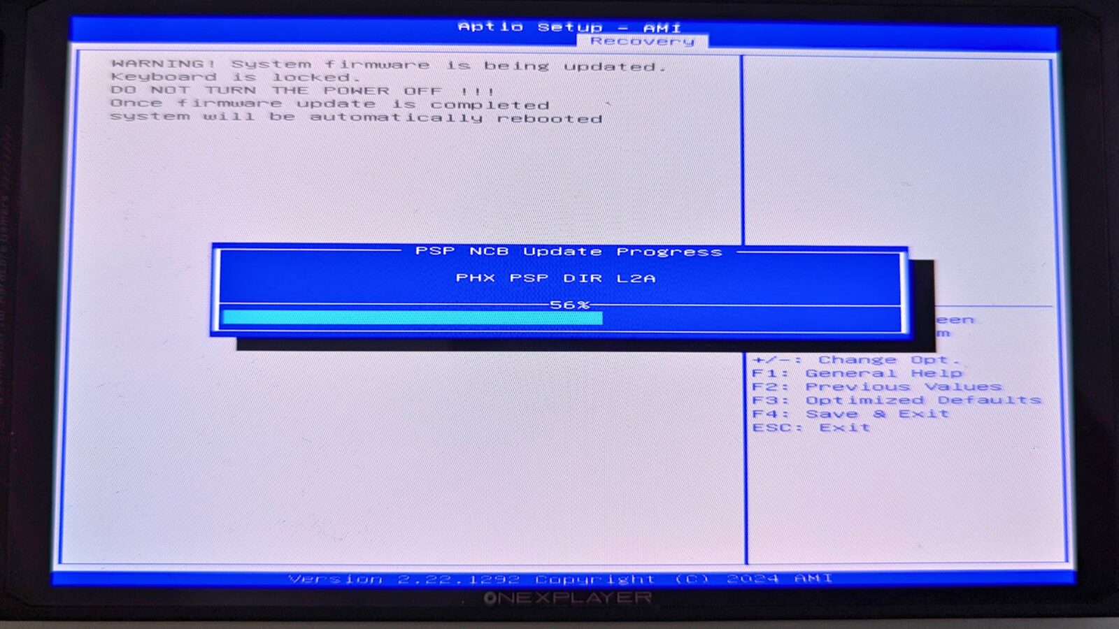 The BIOS upgrade screen will display and inform you of the progress of ...