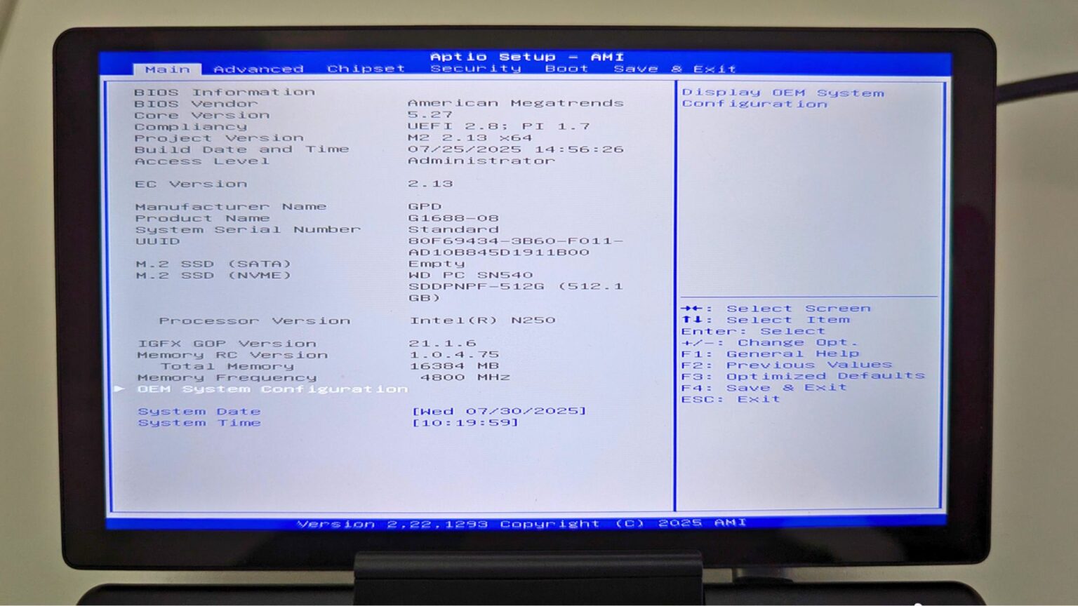 Updating GPD MicroPC 2 BIOS – BIOS updated