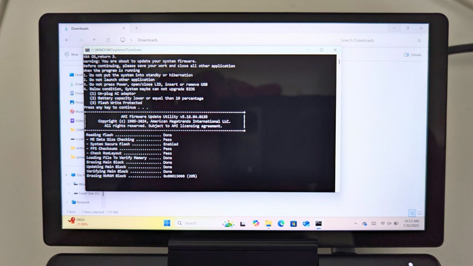 Updating GPD MicroPC 2 BIOS – Erasing Main Block Updating GPD MicroPC 2 ...