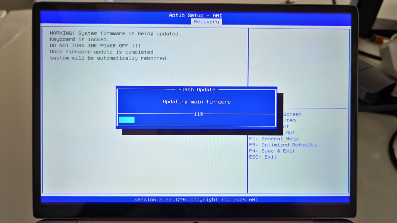 The update process will now begin and show the update progress as it ...