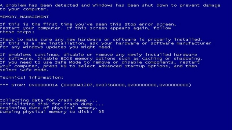 Windows Blue Screen Warning